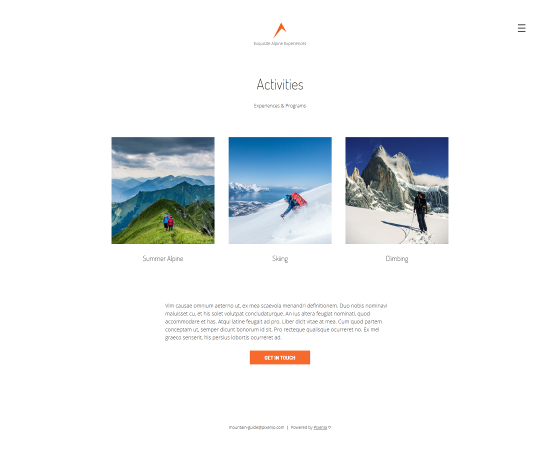 Website for mountain guide